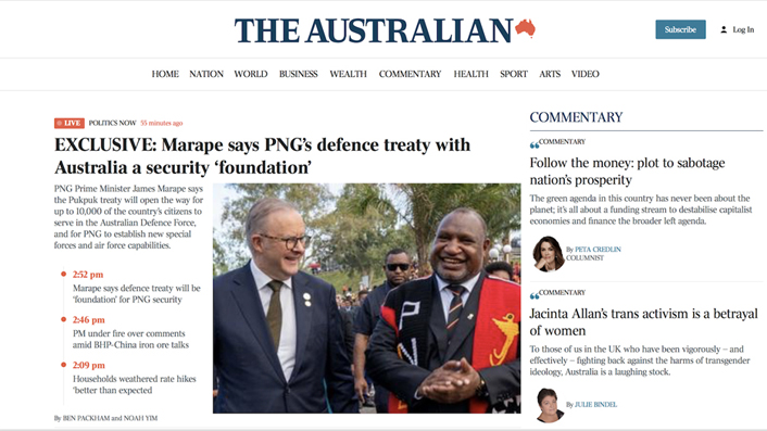 Evidence that "THe Australian" newspaper is turning to the left.